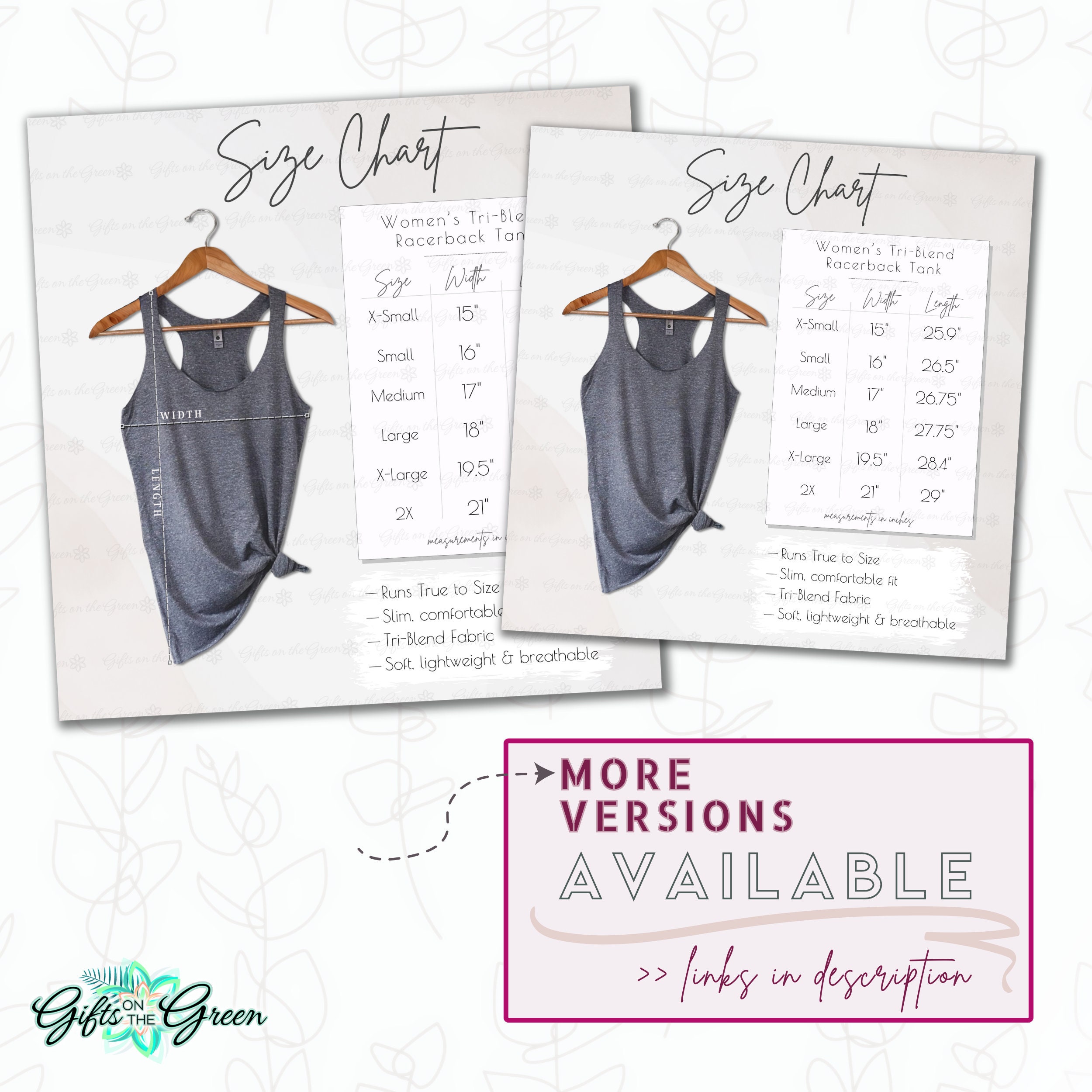 Next Level 6733 Size Chart, Size Chart Mockup, 6733 Tank Top Mockup ...