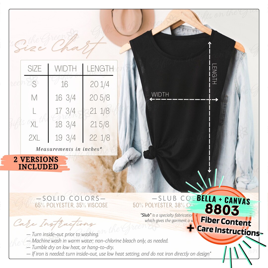 8803 Size Chart, Bella Canvas 8803 Mockup, Printful Size Chart, 8803 ...