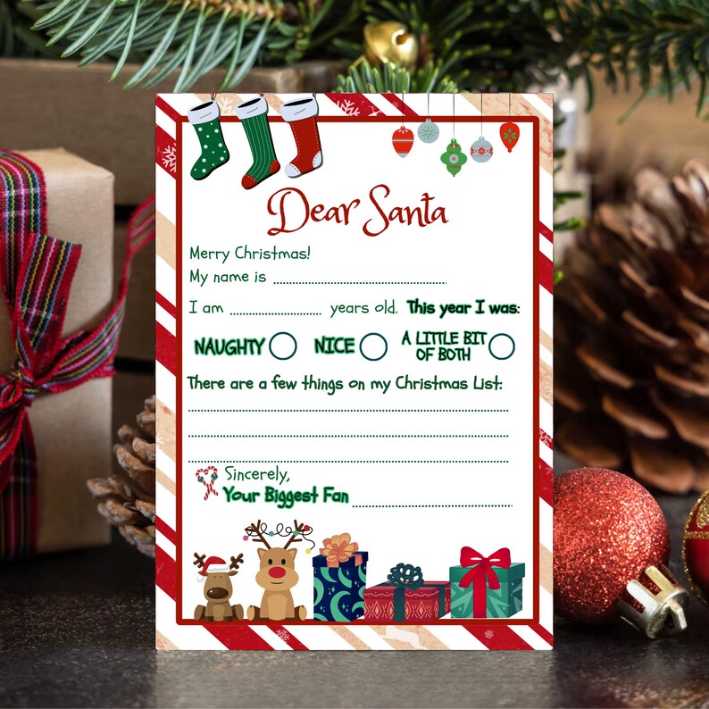 Santa Letter EDITABLE Printable Letter to Santa Wish List - Etsy