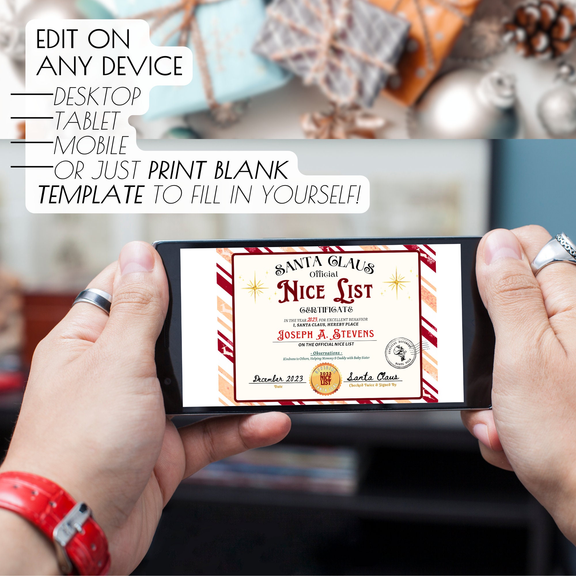 Santa Letter Set EDITABLE Santa Letters Templates Letter - Etsy