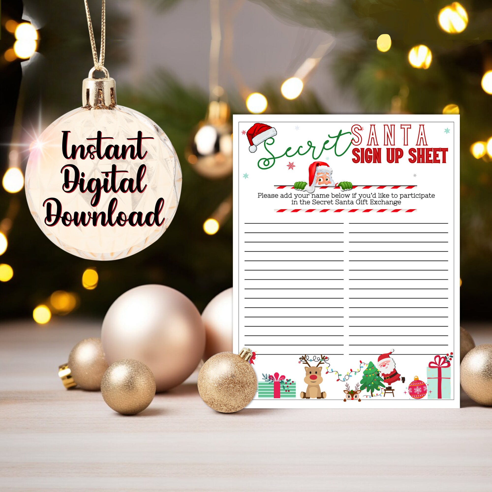 Secret Santa Questionnaire Printable, Christmas Gift Exchange Game ...