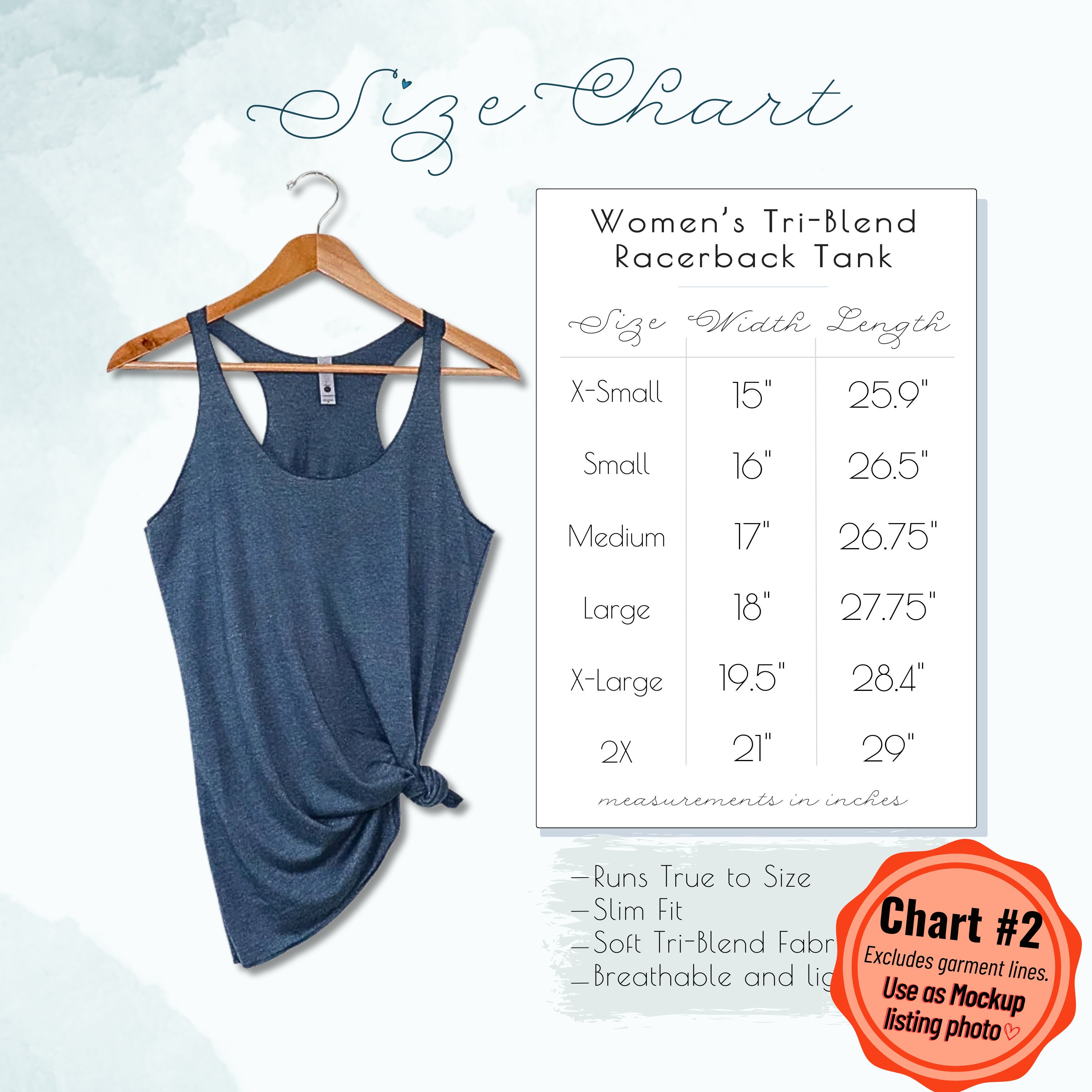 Next Level 6733 Size Chart, Size Chart Mockup, 6733 Tank Top Mockup ...