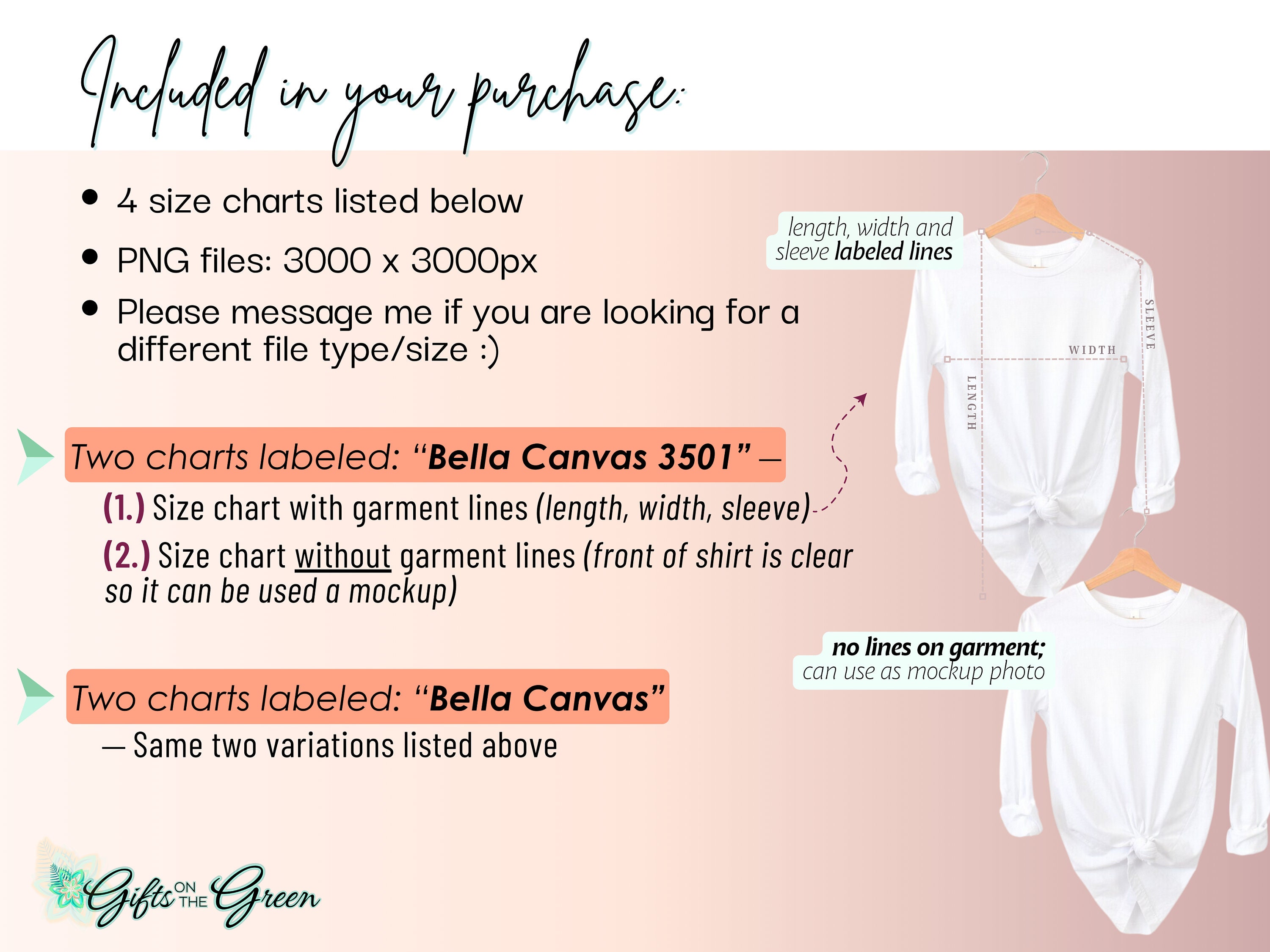 Bella Canvas 3501 Size Chart With Care Instructions, Print on Demand BC ...