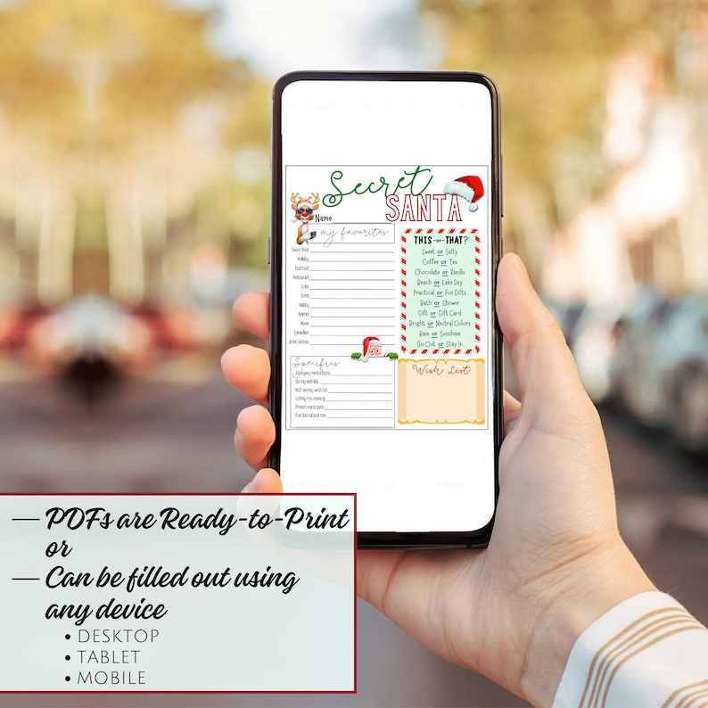 Secret Santa Questionnaire Printable, Christmas Gift Exchange Game ...