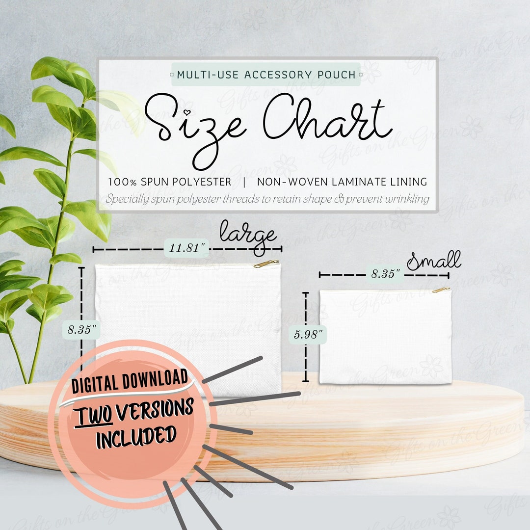 Accessory Pouch Size Charts, Printify Accessory Pouch Size Chart Mockup ...