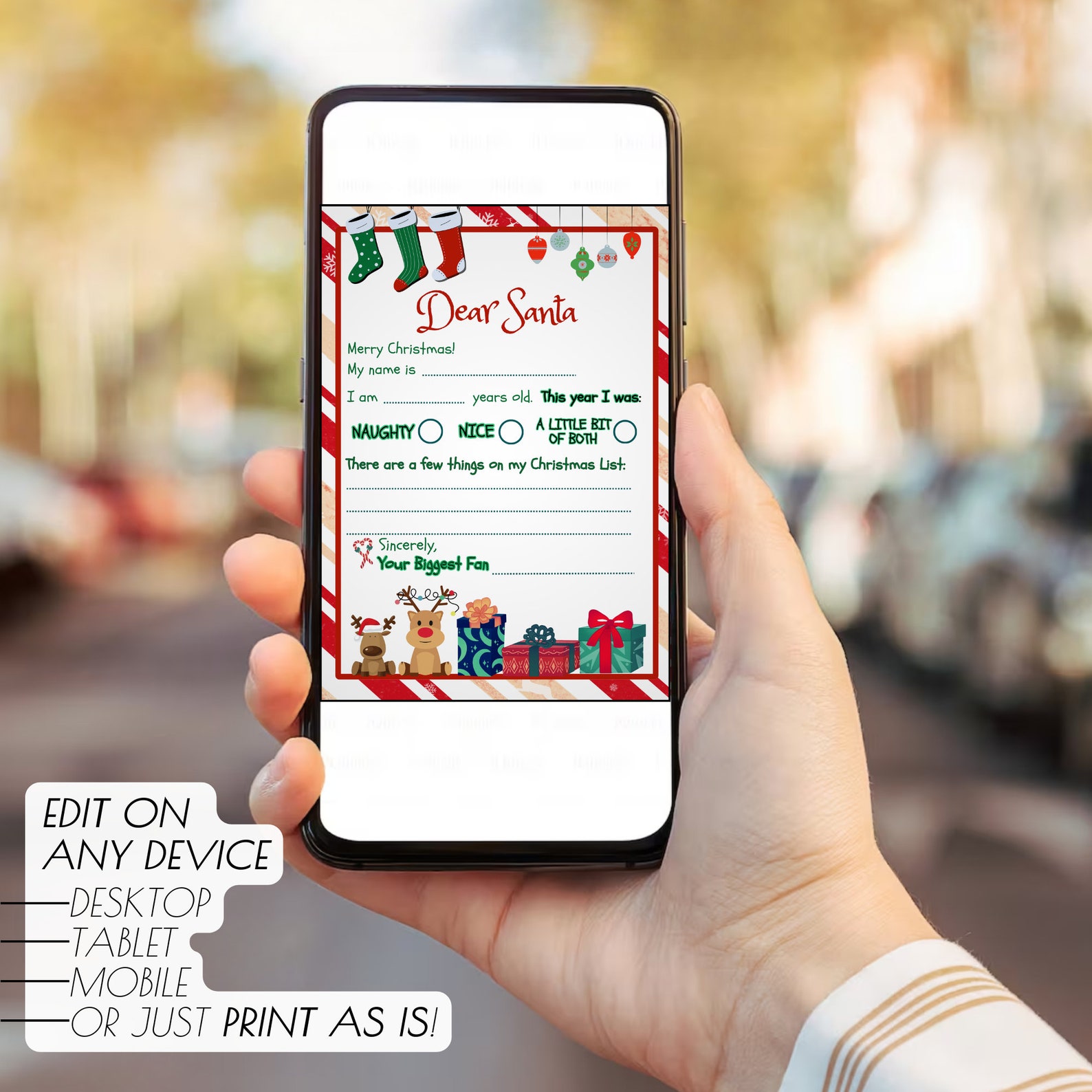 Santa Letter, EDITABLE Printable Letter to Santa, Wish List Printable ...