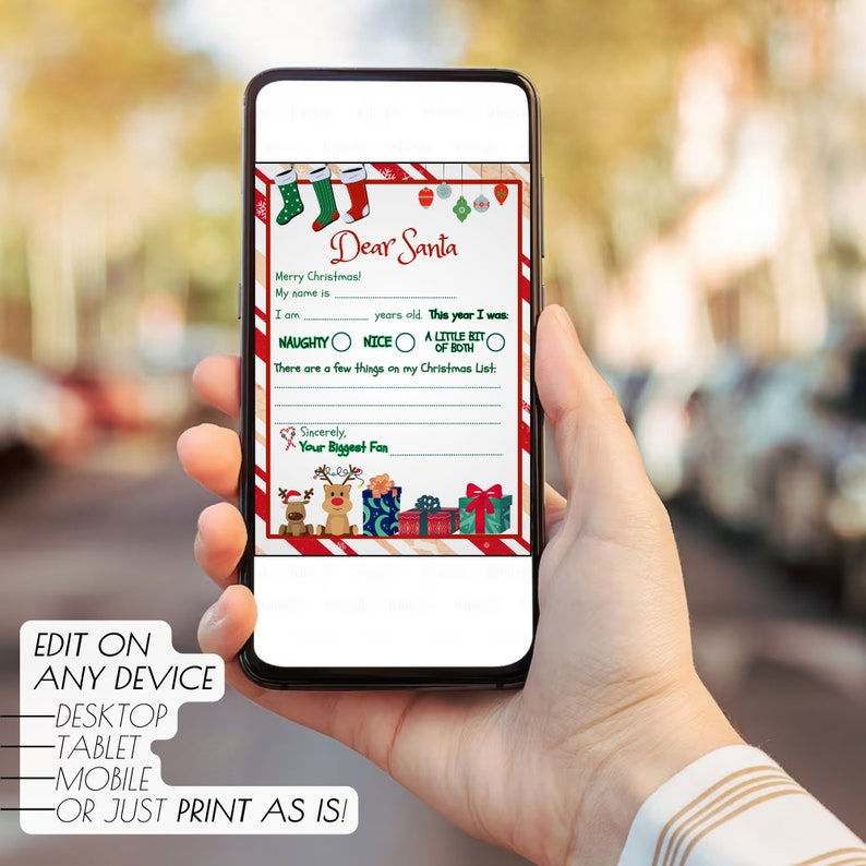 Santa Letter Editable Printable Letter To Santa Wish List Etsy