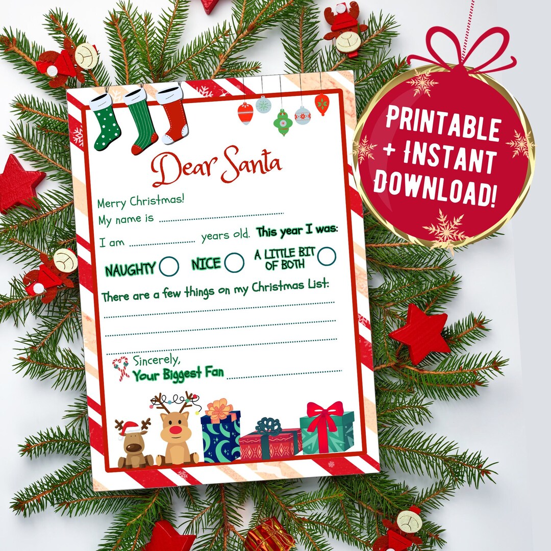 Santa Letter, EDITABLE Printable Letter to Santa, Wish List Printable ...