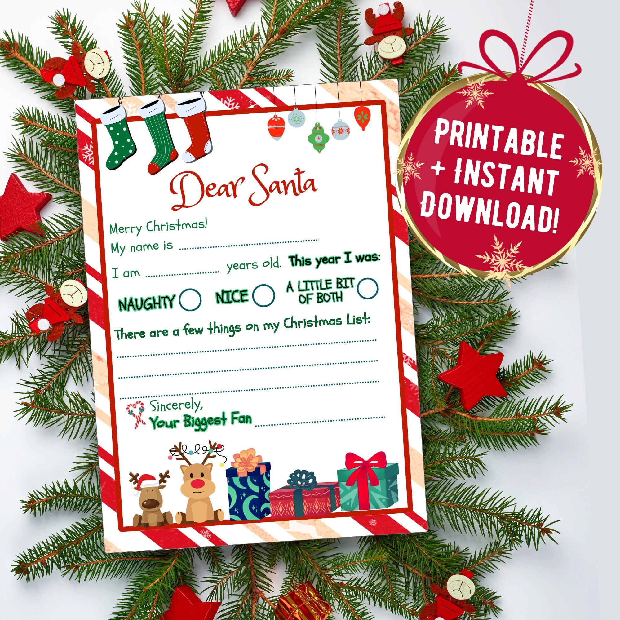 Santa Letter EDITABLE Printable Letter to Santa Wish List - Etsy