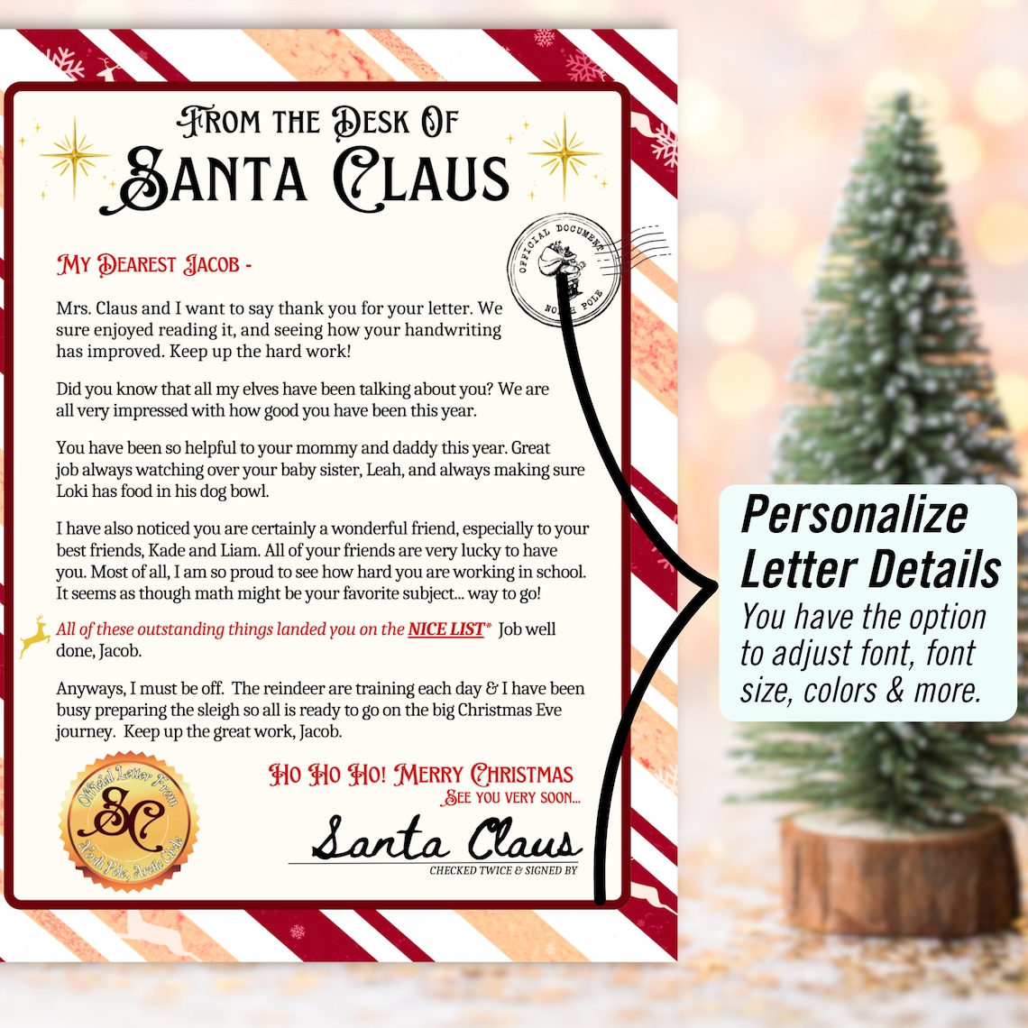Santa Letter Set EDITABLE Santa Letters Templates Letter - Etsy