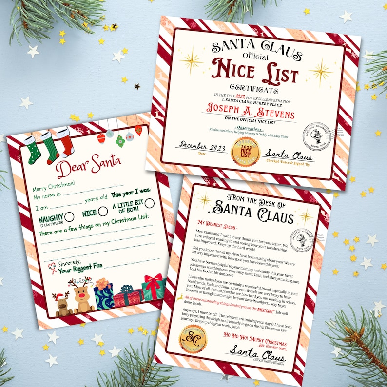 Santa Letter Set EDITABLE Santa Letters Templates Letter - Etsy