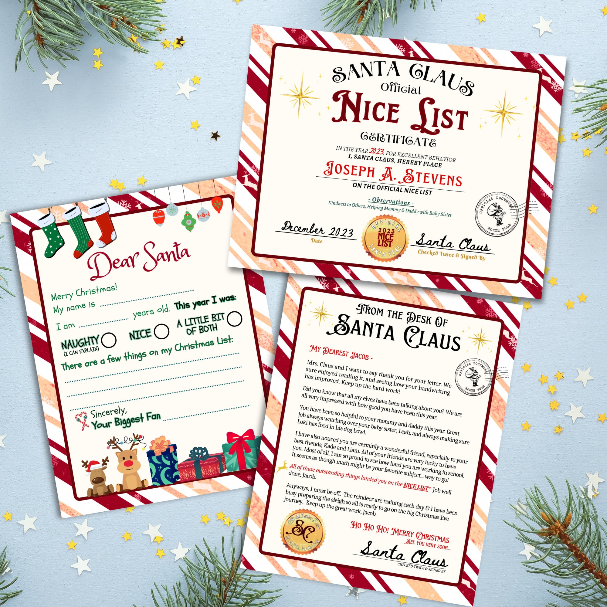 Santa Letter Set EDITABLE Santa Letters Templates Letter - Etsy