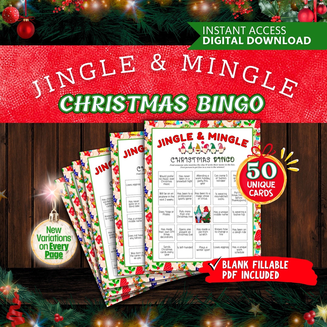 Christmas Bingo, Human Bingo, Printable Christmas Bingo, Find the Guest ...