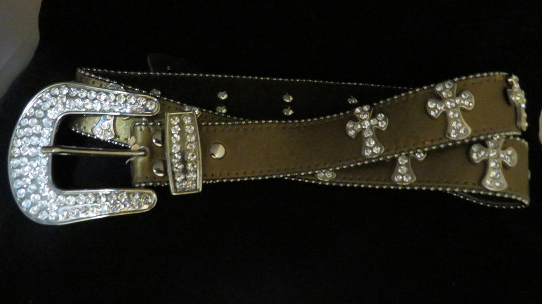 Western Cowgirl Rhinestone Bling Belt, Crosses, Lots of Bling, Size ...
