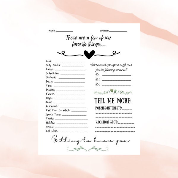 Favorite Things Game Ideas