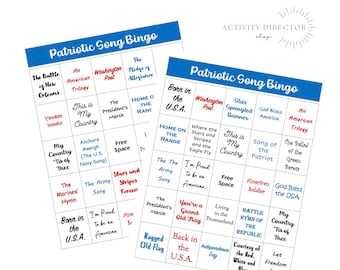 Patriotic Song Bingo - Etsy