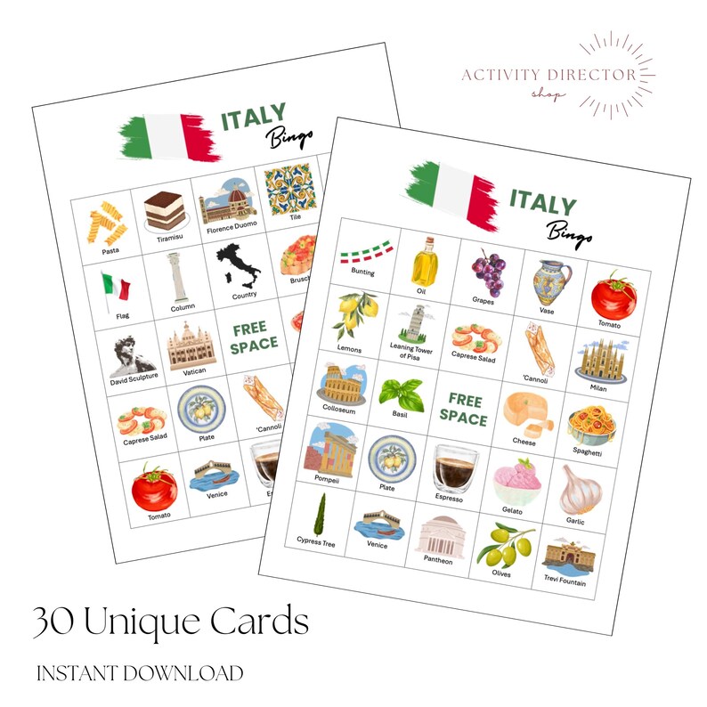 Italy Bingo - Etsy