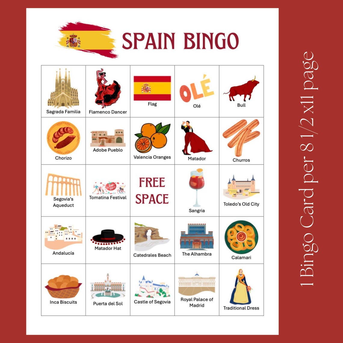 Spain Bingo - Etsy