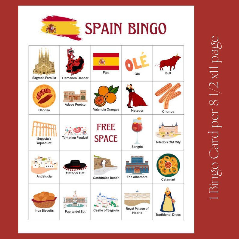 Spain Bingo - Etsy