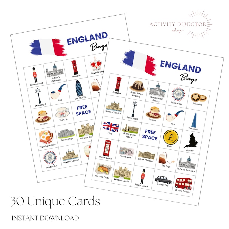 England Bingo - Etsy