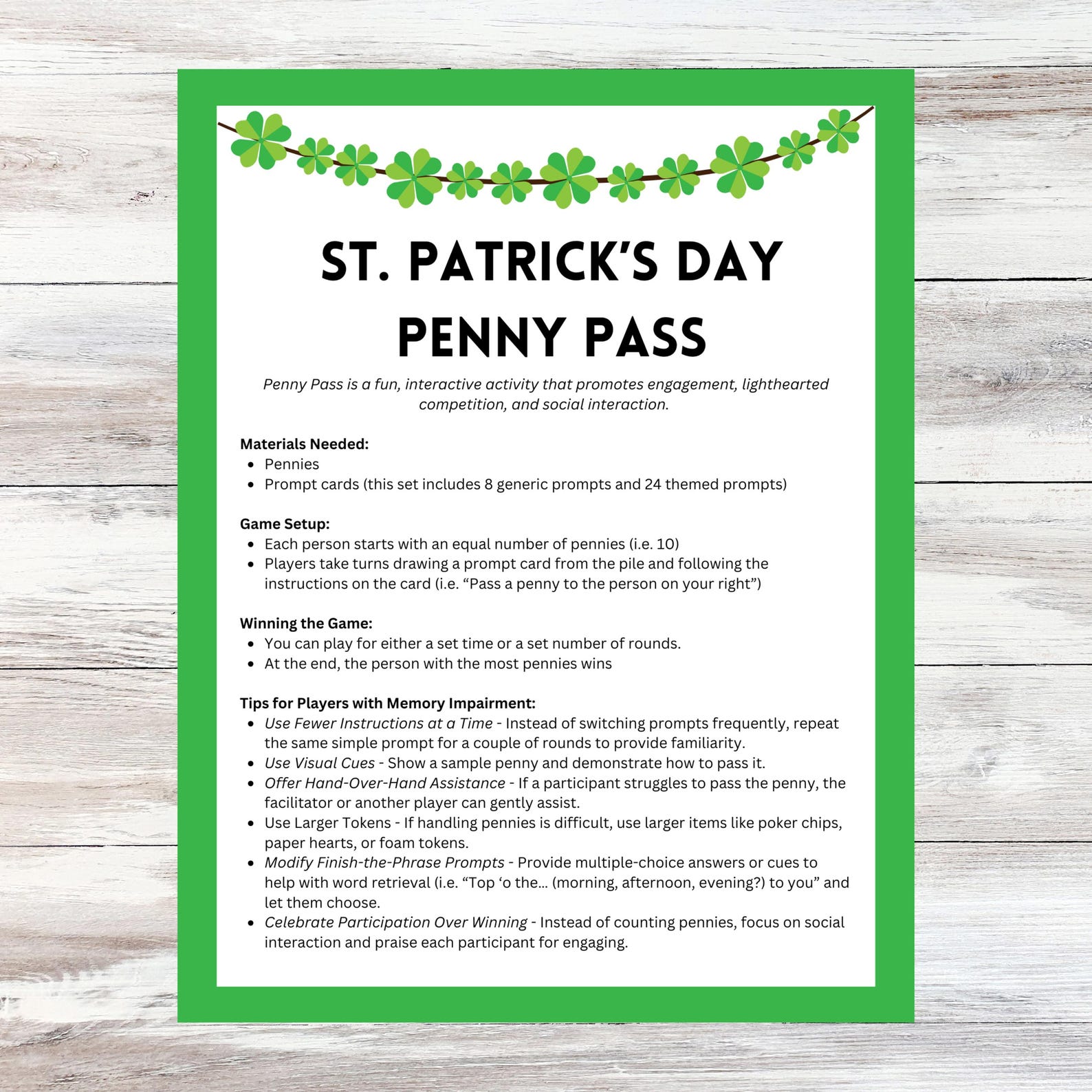 St. Patrick's Day Penny Pass - Etsy