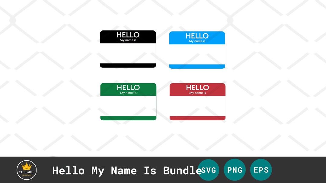 Hello My Name is Bundle SVG, PNG, Eps, Jpg Digital Download - Etsy