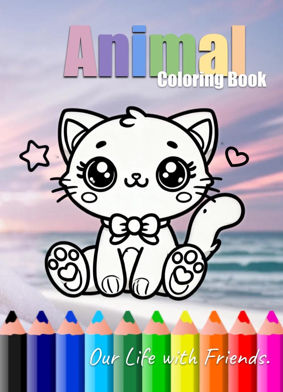 Animal Kawaii Coloring Book, Kawaii Children Coloring Book - Etsy