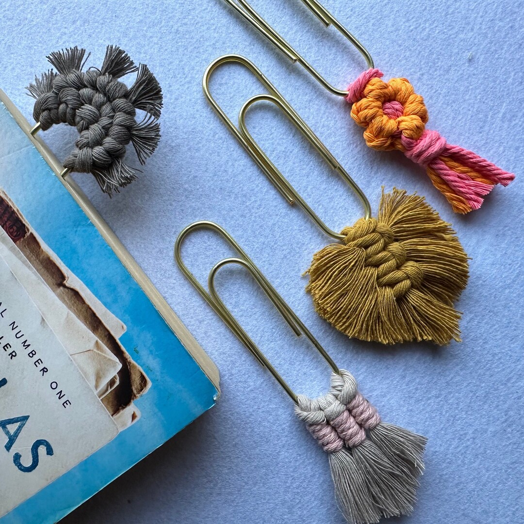 Jumbo Macramé Bookmark, Gold Paperclip Book Mark, Office Supplies, Back ...