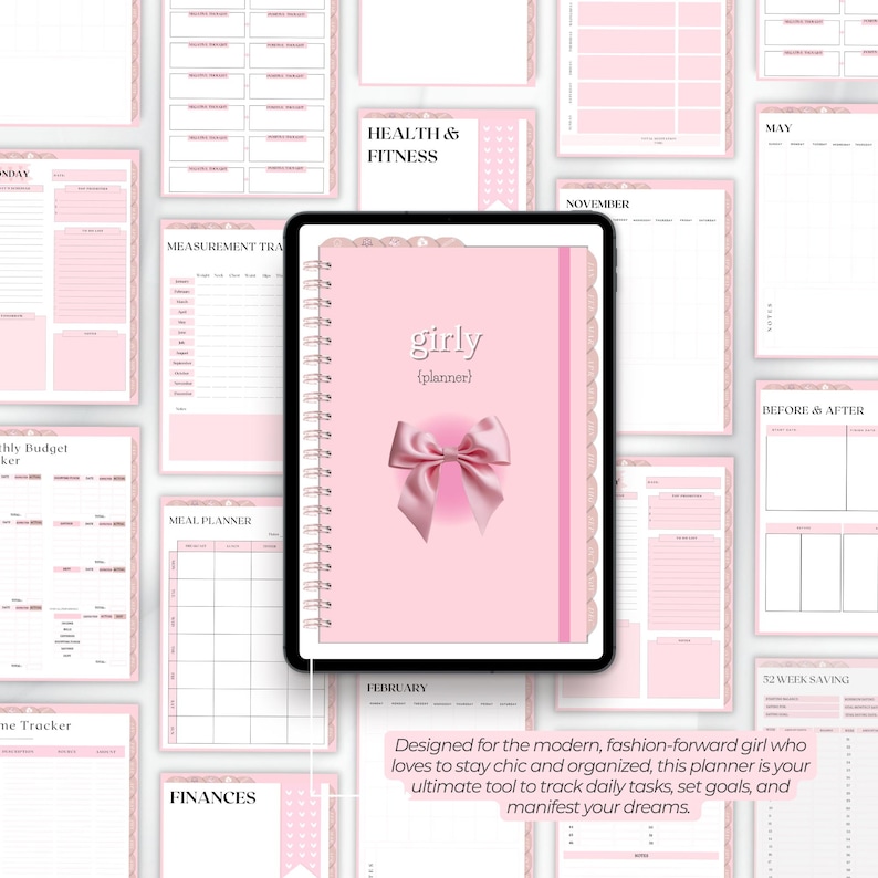 Coquette Planner, Coquette Bow Digital Planner, That Girl, Soft Girl ...