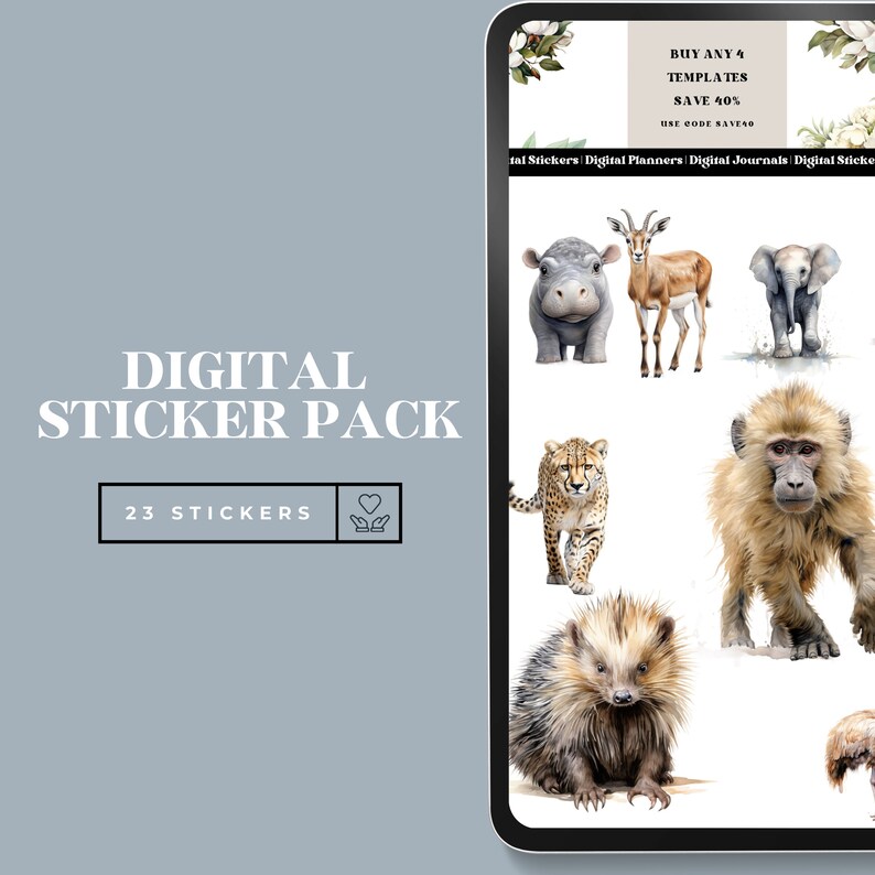 Aesthetic Digital Stickers Planner Images and Graphics Animal Stickers ...