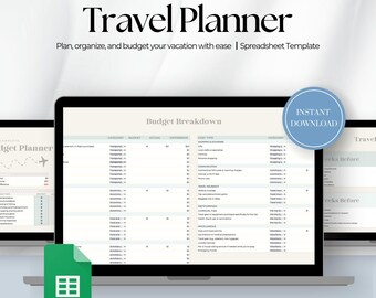 Travel Planner Google Sheets Template | Travel Budget Spreadsheet | Travel Itinerary Vacation ...