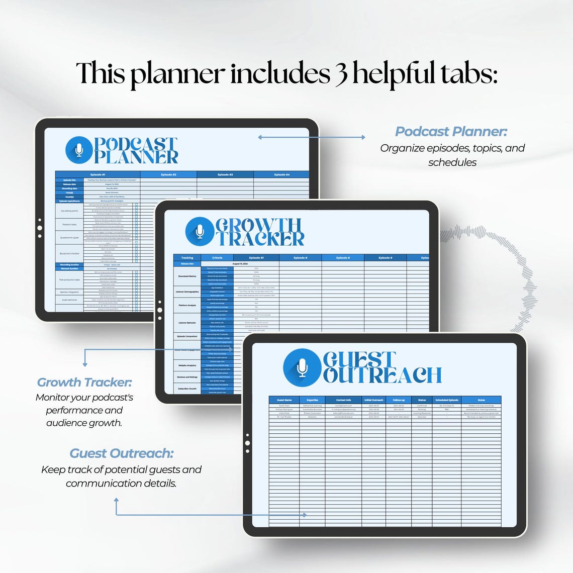 Podcast Planner Template Google Sheets, Digital Content Planner and ...