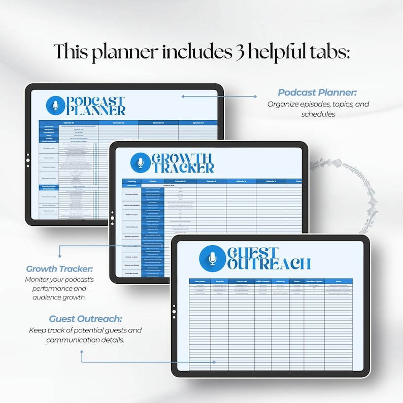Podcast Planner Template Google Sheets, Digital Content Planner and ...