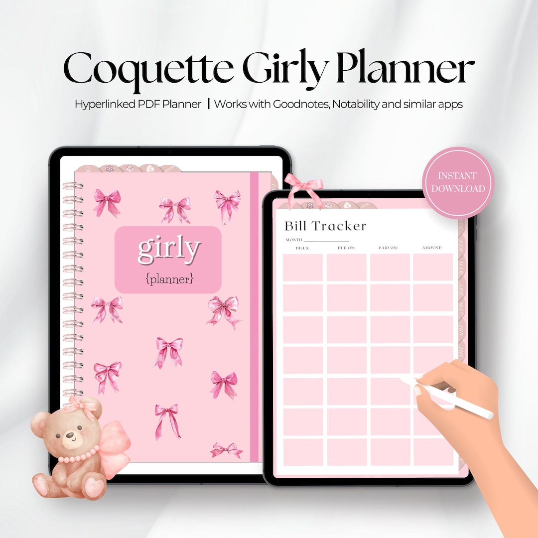 Coquette Planner, Coquette Bow Digital Planner, That Girl, Soft Girl ...