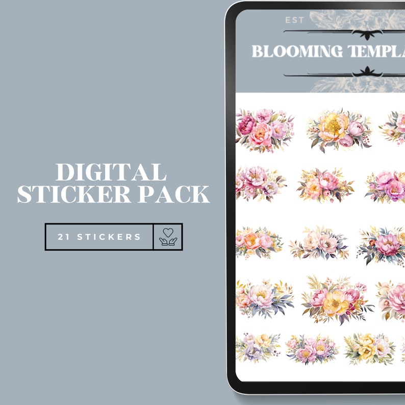 BRIGHT PEONIES Digital Images Stickers for Goodnotes iPad Aesthetic ...
