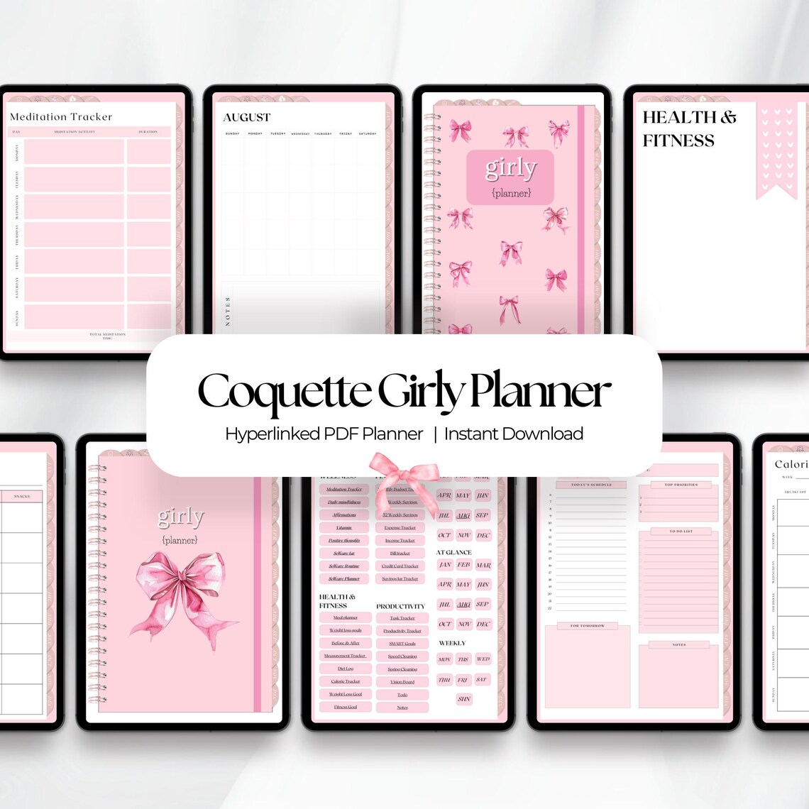 Coquette Planner, Coquette Bow Digital Planner, That Girl, Soft Girl ...