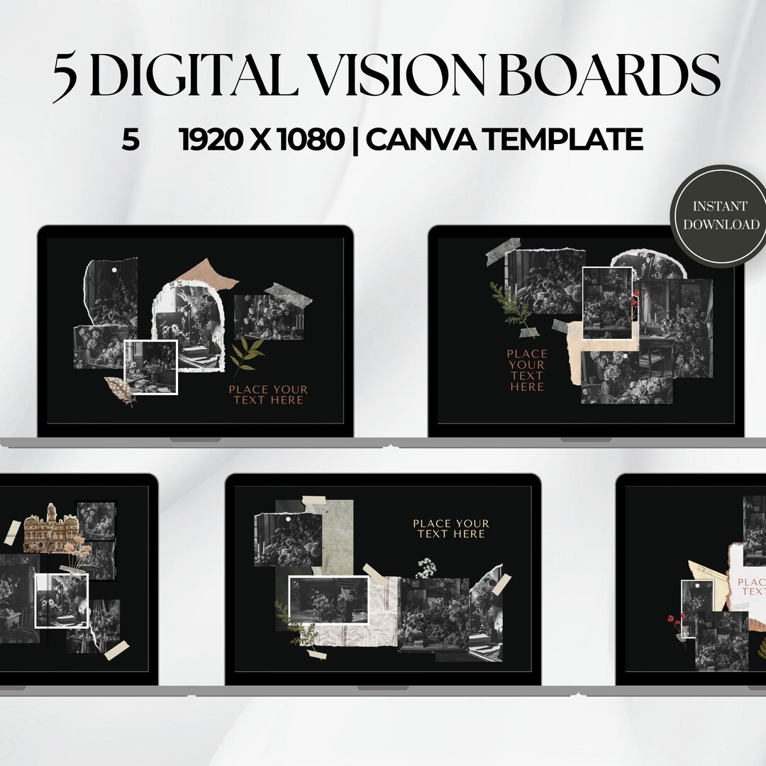 2025 Digital Vision Board Canva Template 1920 X 1080 Desktop Wallpaper ...