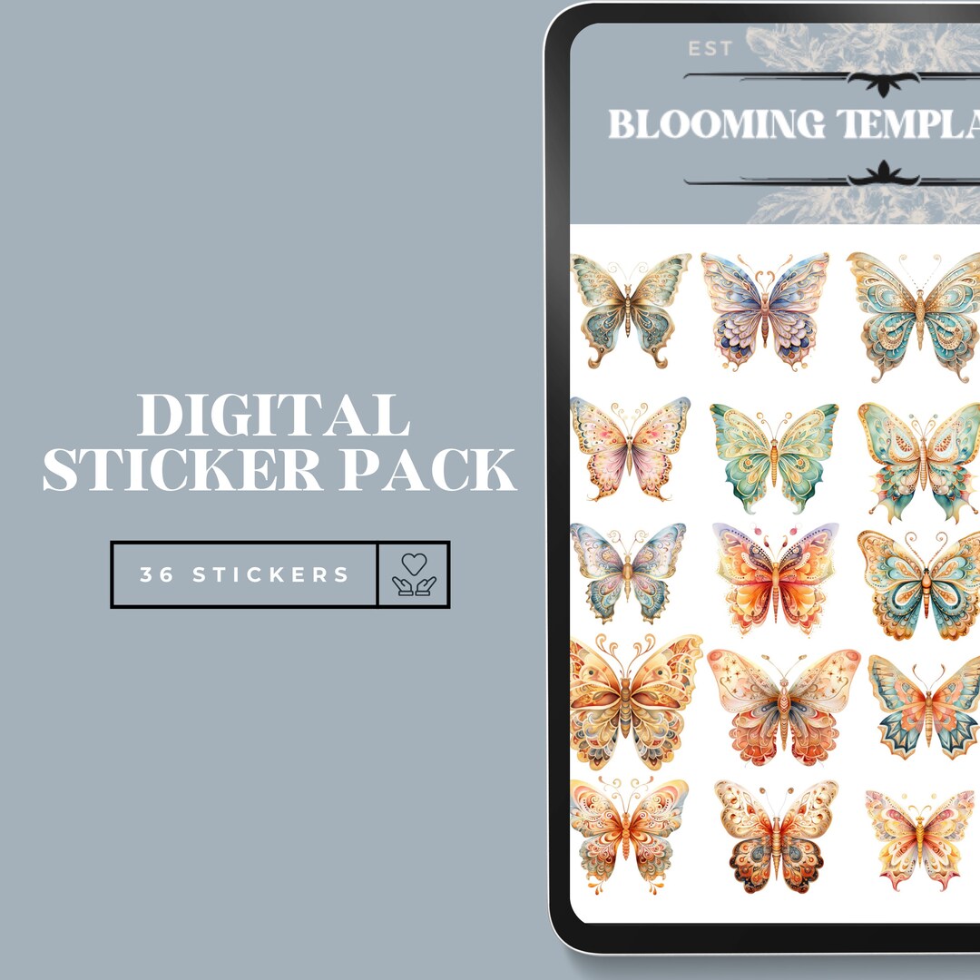 Butterfly Digital Stickers Digital Journal Bujo Stickers Rainbow ...