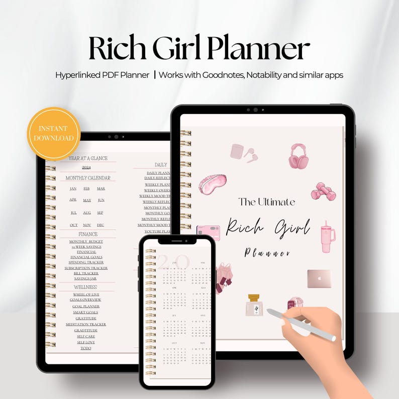 RICH GIRL Digital Planner | Ultimate DATED Planner | Monthly, Weekly, Daily All-in-one Life ...