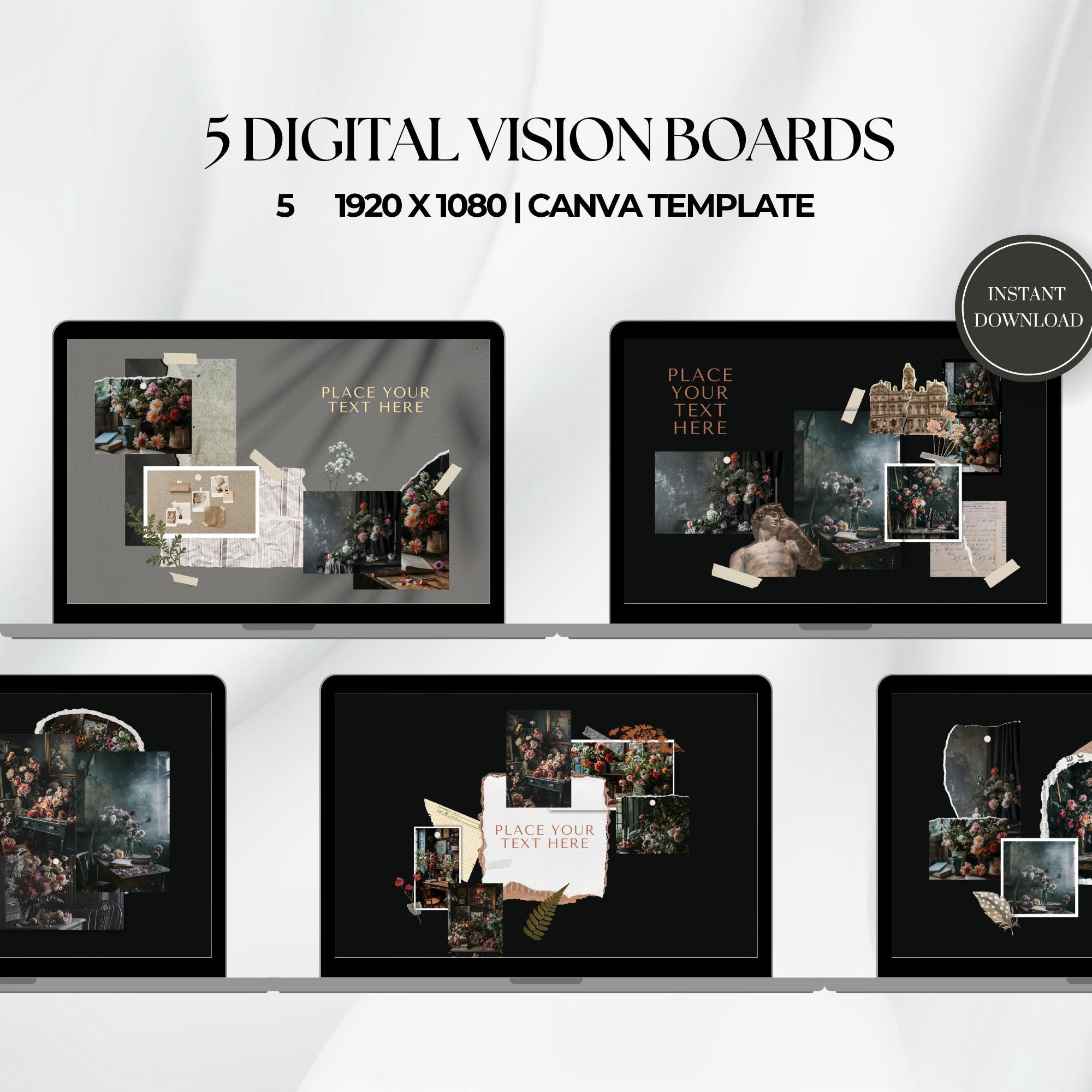 2025 Digital Vision Board Canva Template 1920 X 1080 Desktop Wallpaper ...