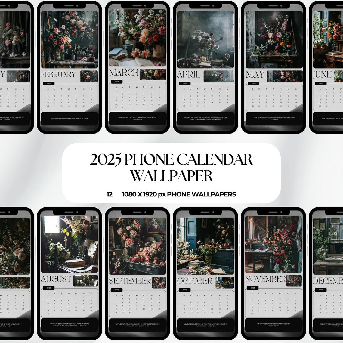 2025 Calendar Phone Wallpaper Instant Download Minimalist Phone ...