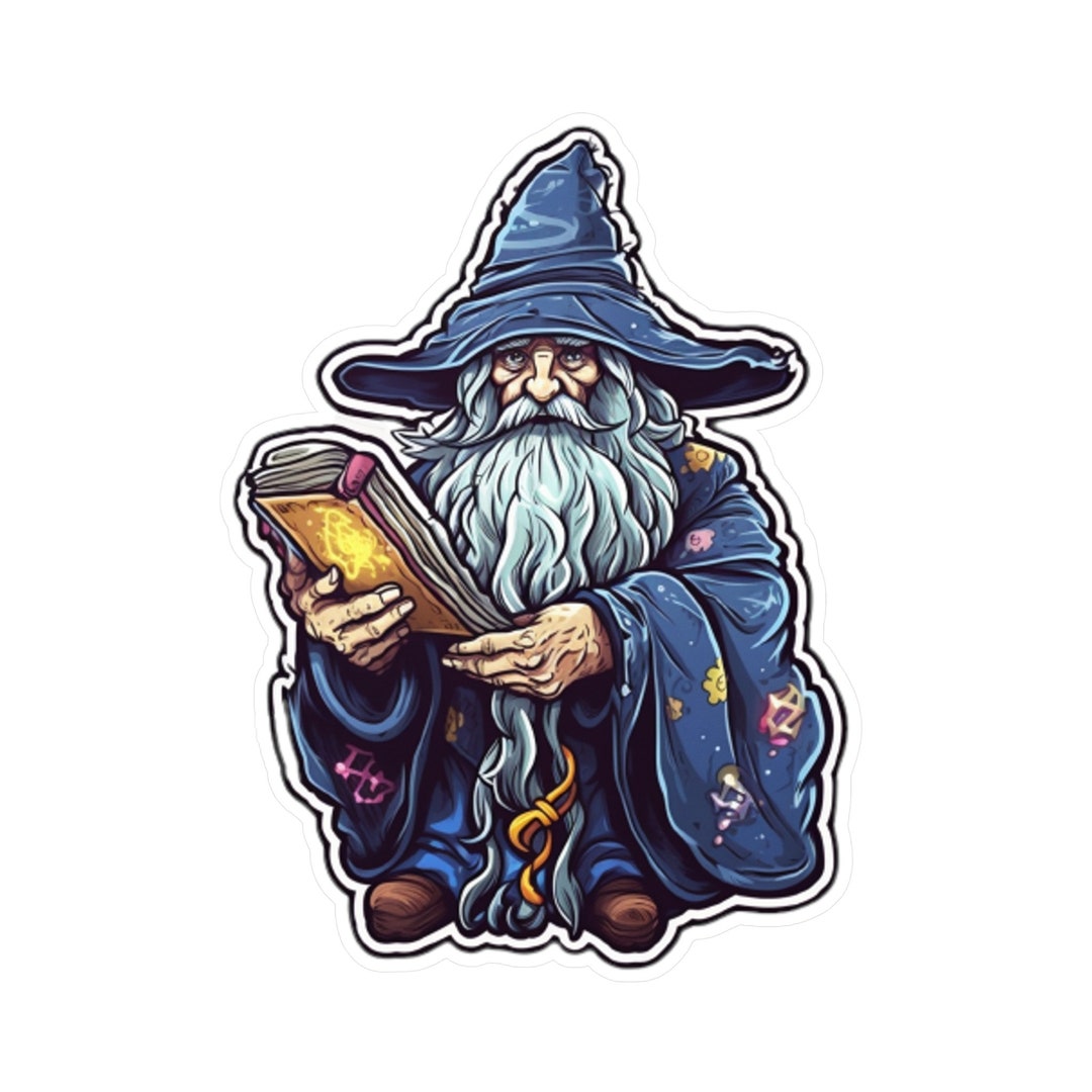 Wizard With Book Vinyl Decal Sticker - Etsy