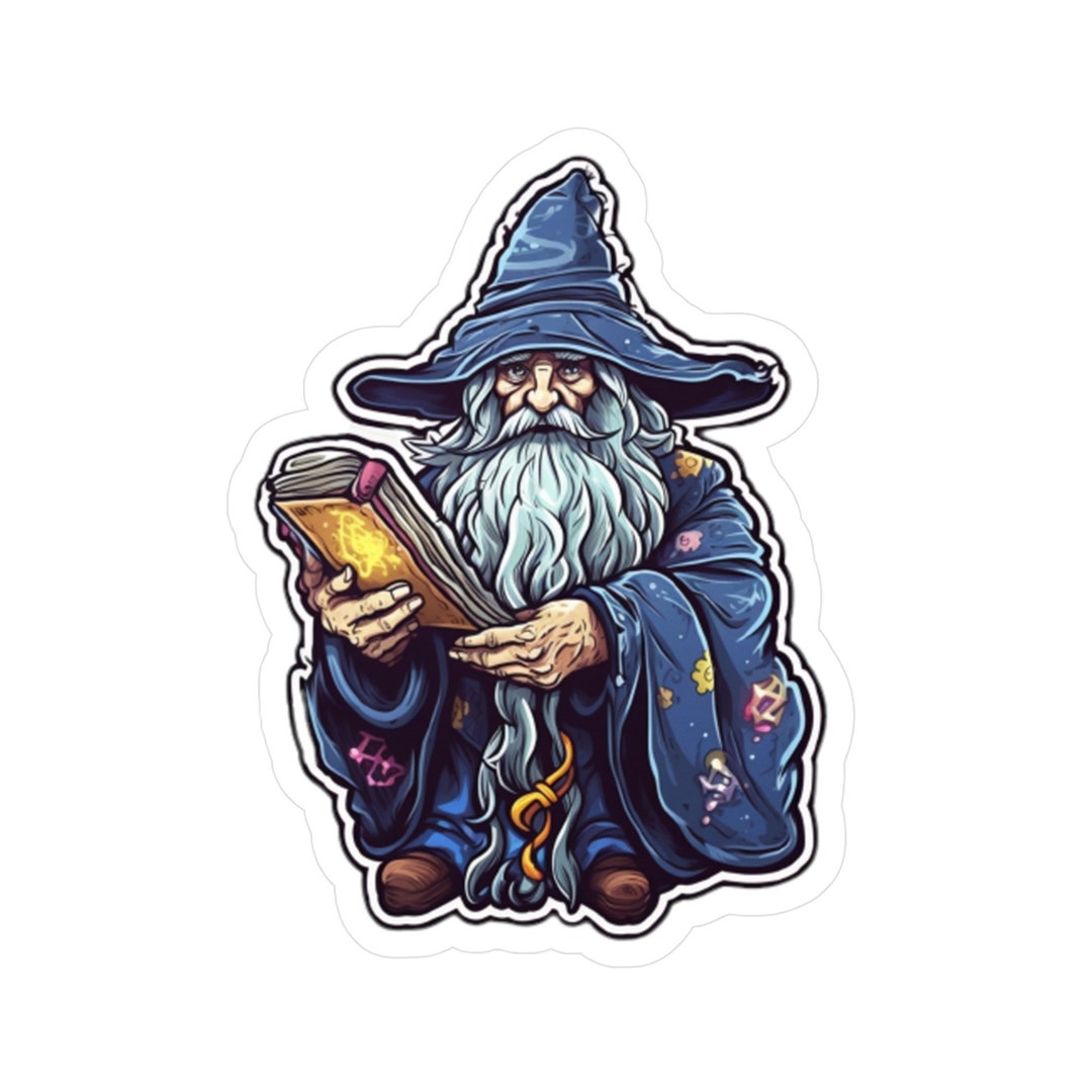 Wizard With Book Vinyl Decal Sticker - Etsy