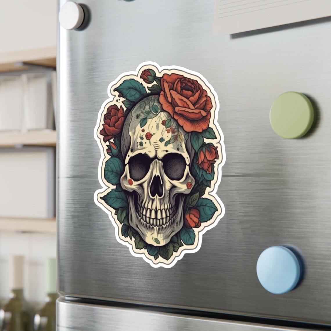 Skull With Roses Vinyl Decals - Etsy
