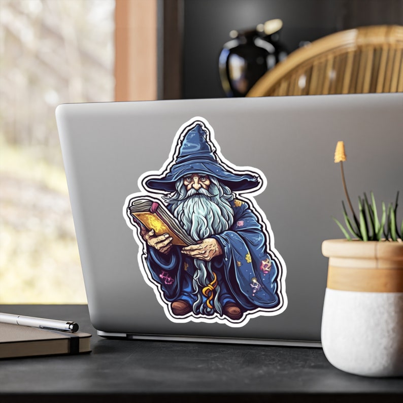 Wizard With Book Vinyl Decal Sticker - Etsy