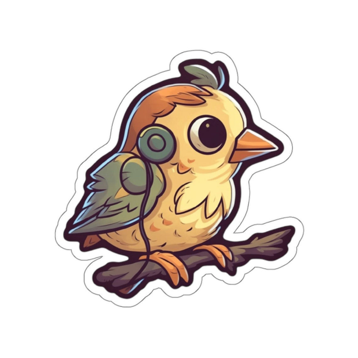 Kiss-cut Stickers Cute Bird With Headphones - Etsy