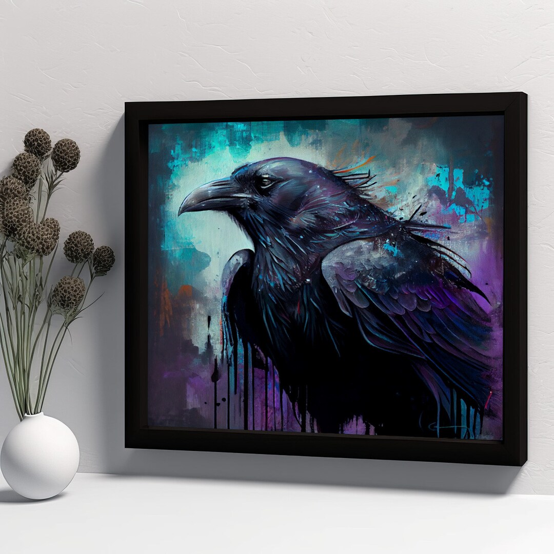The Raven - Gothic Raven Painting Portrait Digital Download - Etsy