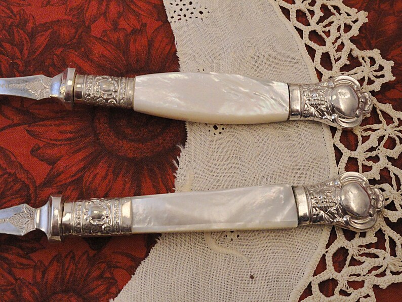 Antique Victorian Salad Serving Set _ English Sheffield Silver Plate ...