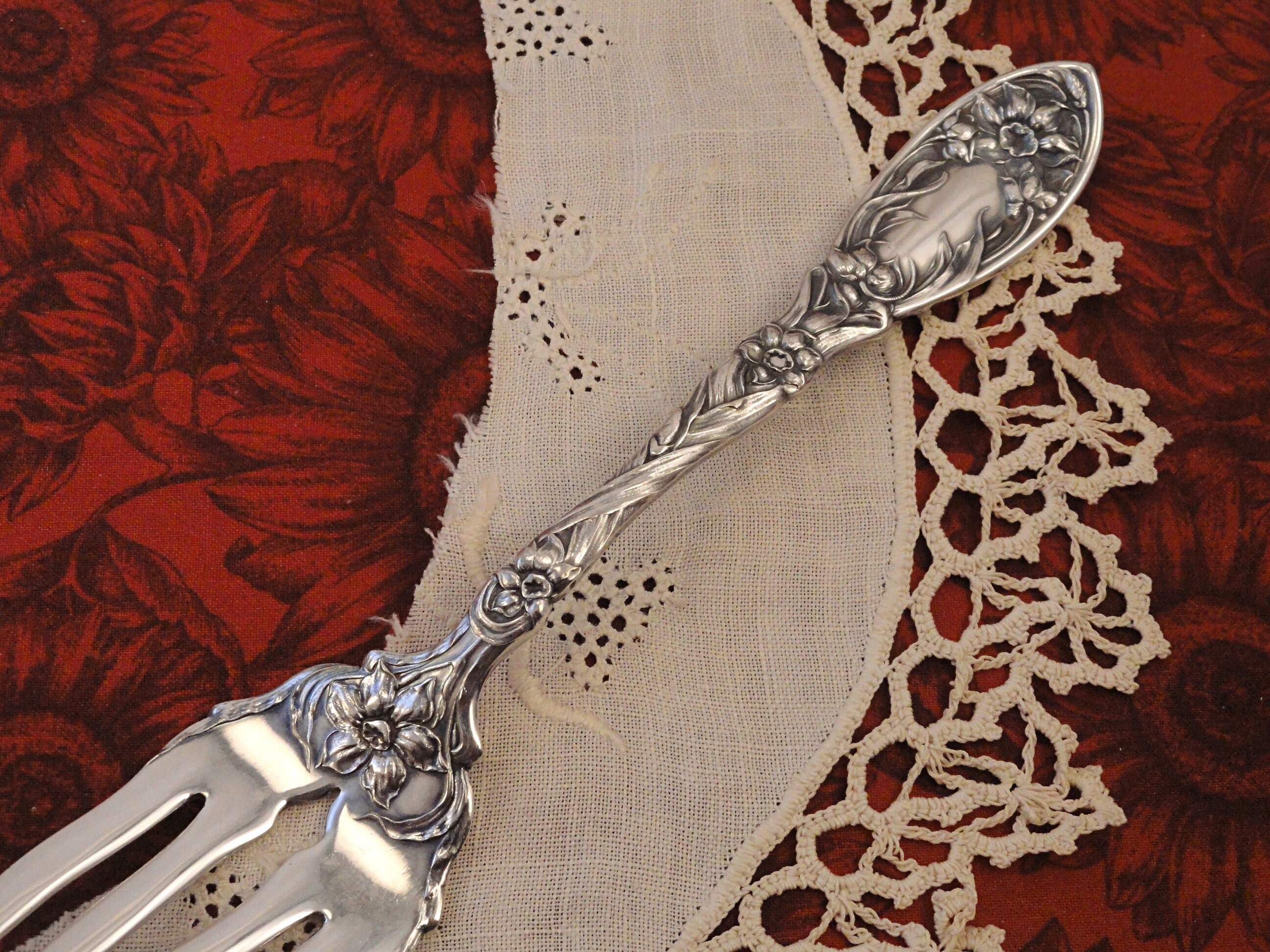 Antique Serving Fork _ Art Nouveau Silver Plated Meat Fork _ 1908 ...