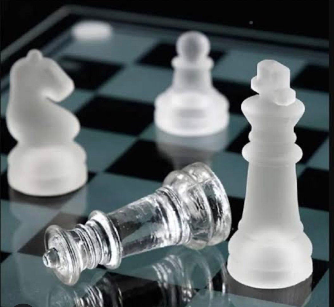 Glass Chess Set, Crystal Chess Set, Adult Game, Vintage Chess, Black ...